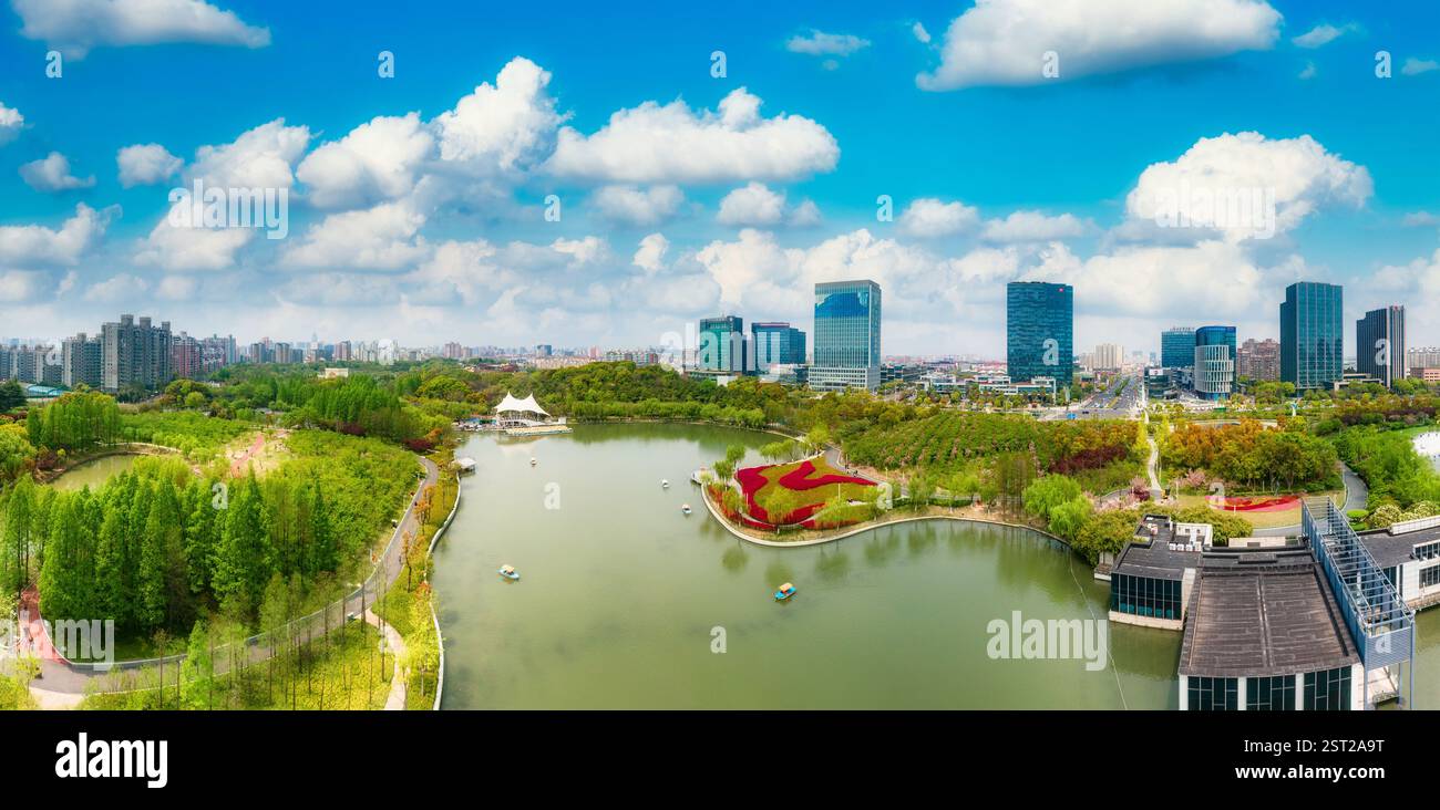 Aerial Scenery of Daning Lingshi Park in Jing'an District, Shanghai ...