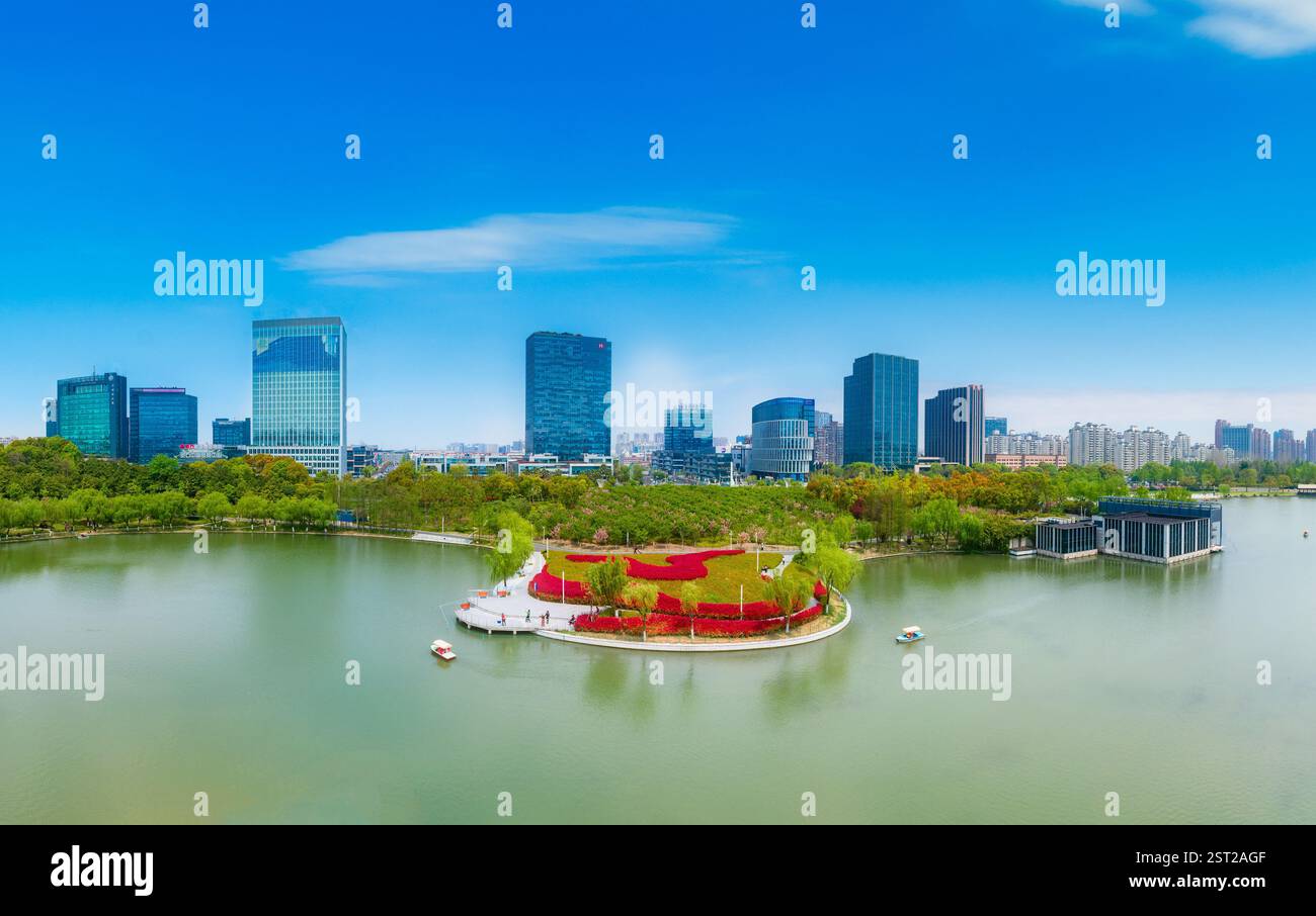 Aerial Scenery of Daning Lingshi Park in Jing'an District, Shanghai ...