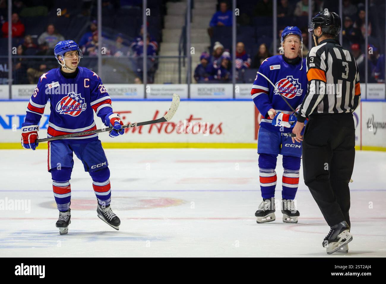 Rochester, New York, USA. 16th Feb, 2025. Rochester Americans forward ...
