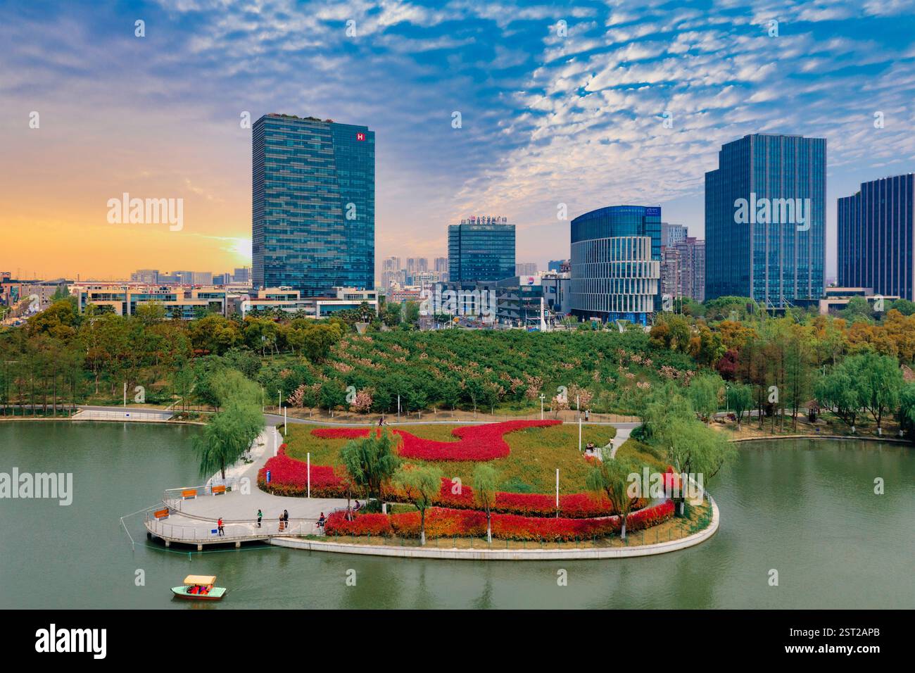 Aerial Scenery of Daning Lingshi Park in Jing'an District, Shanghai ...