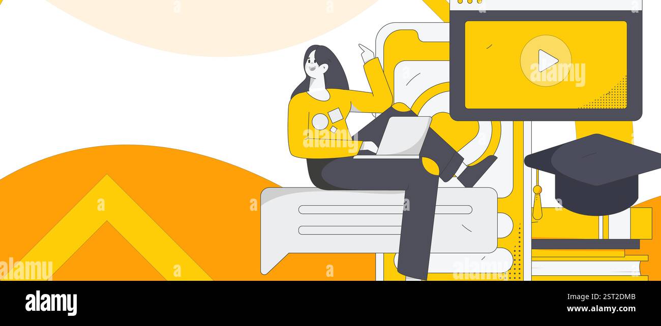 Education and learning people flat vector concept hand drawn ...
