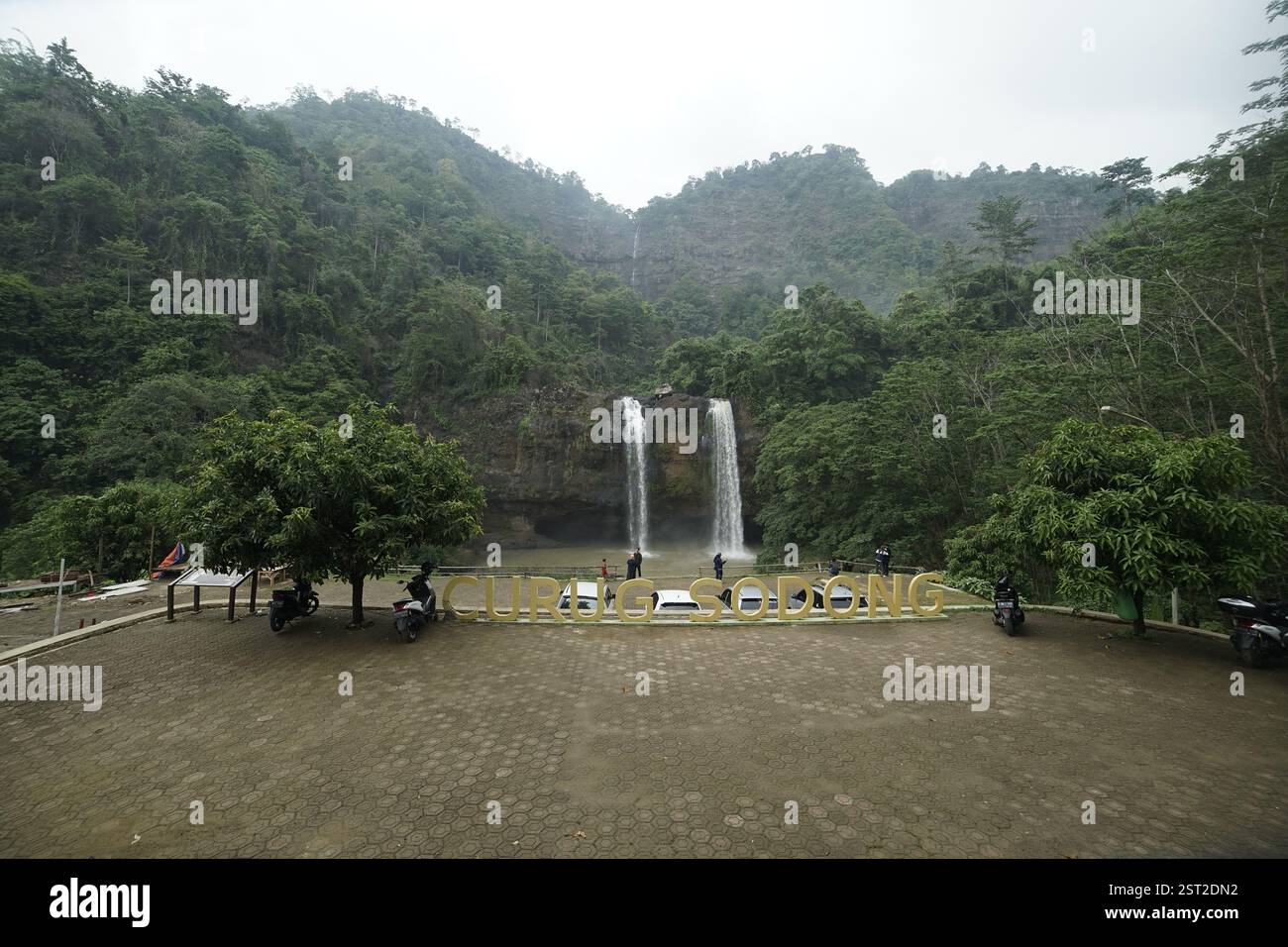 The beauty of Sodong waterfall, the waterfall is in West Java. Geopark ...