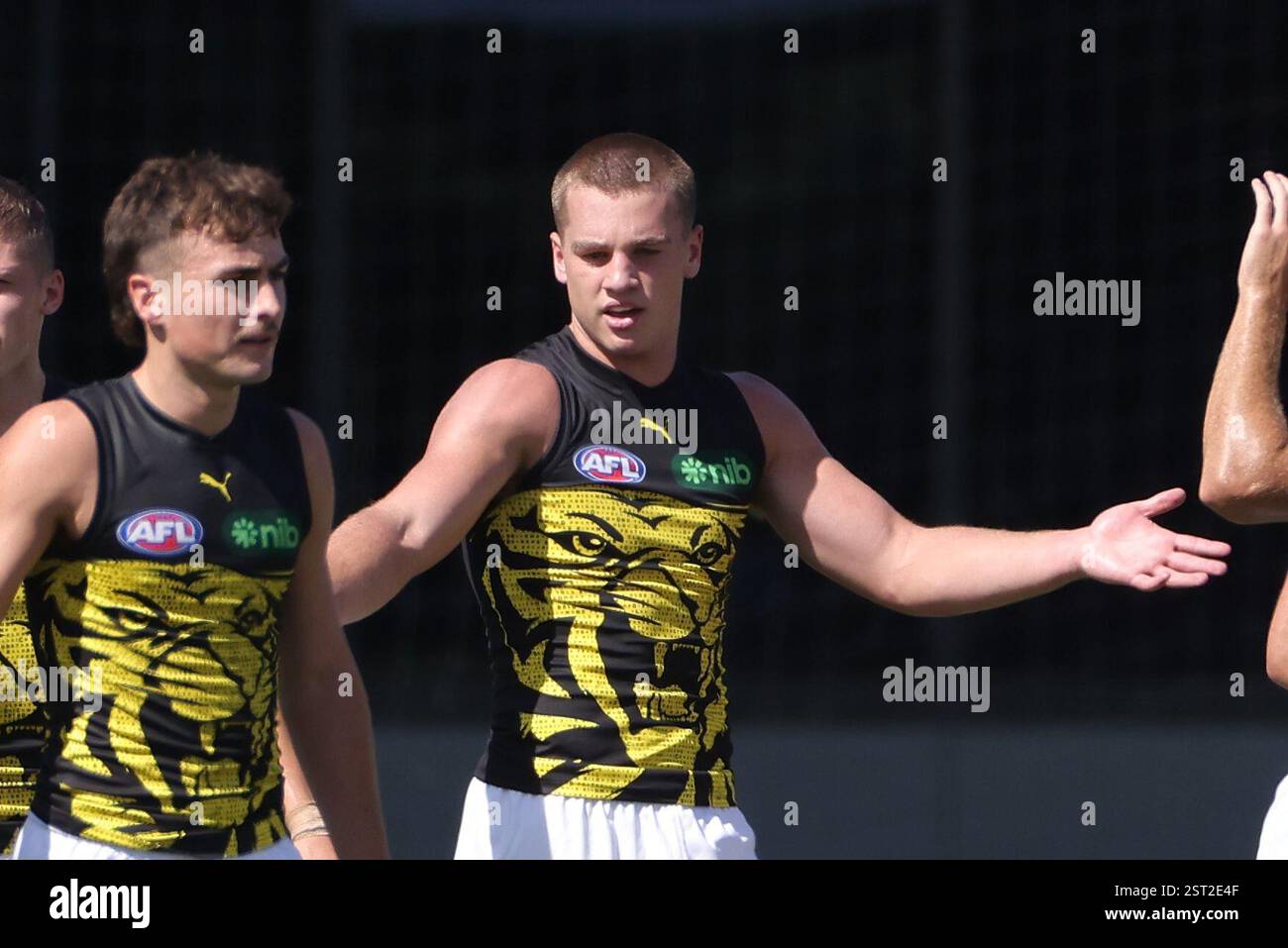 Perth, Australia. 17th Feb, 2025. Sam Lalor of the Tigers is ...