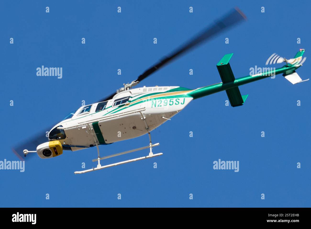 Palm Springs, California, USA. 15th Feb, 2025. A Bell 206-L4 helicopter ...