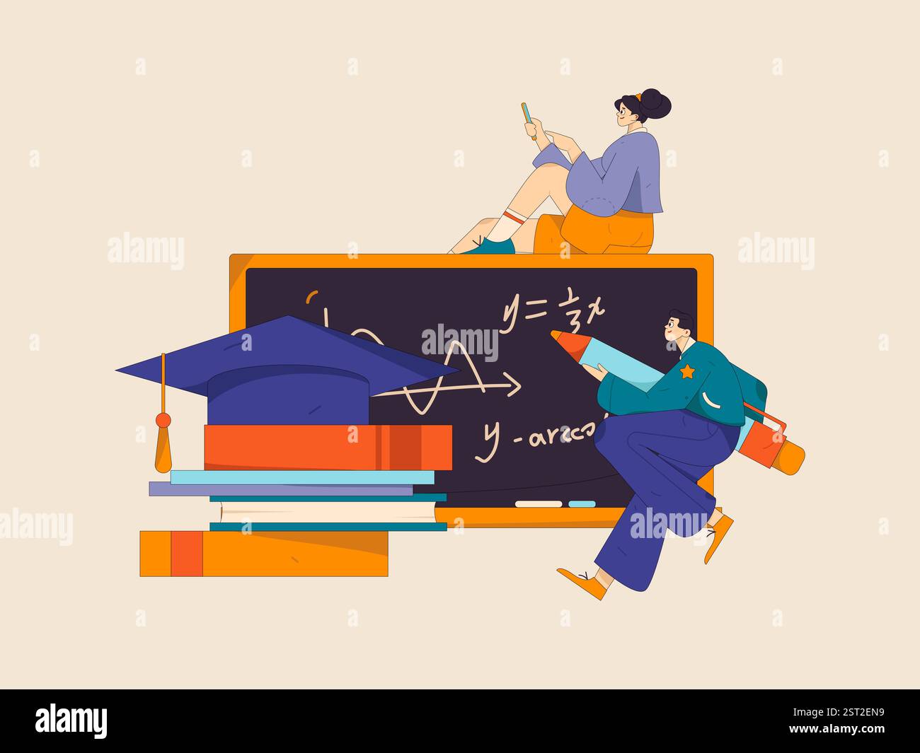 Education and learning people flat vector concept hand drawn ...