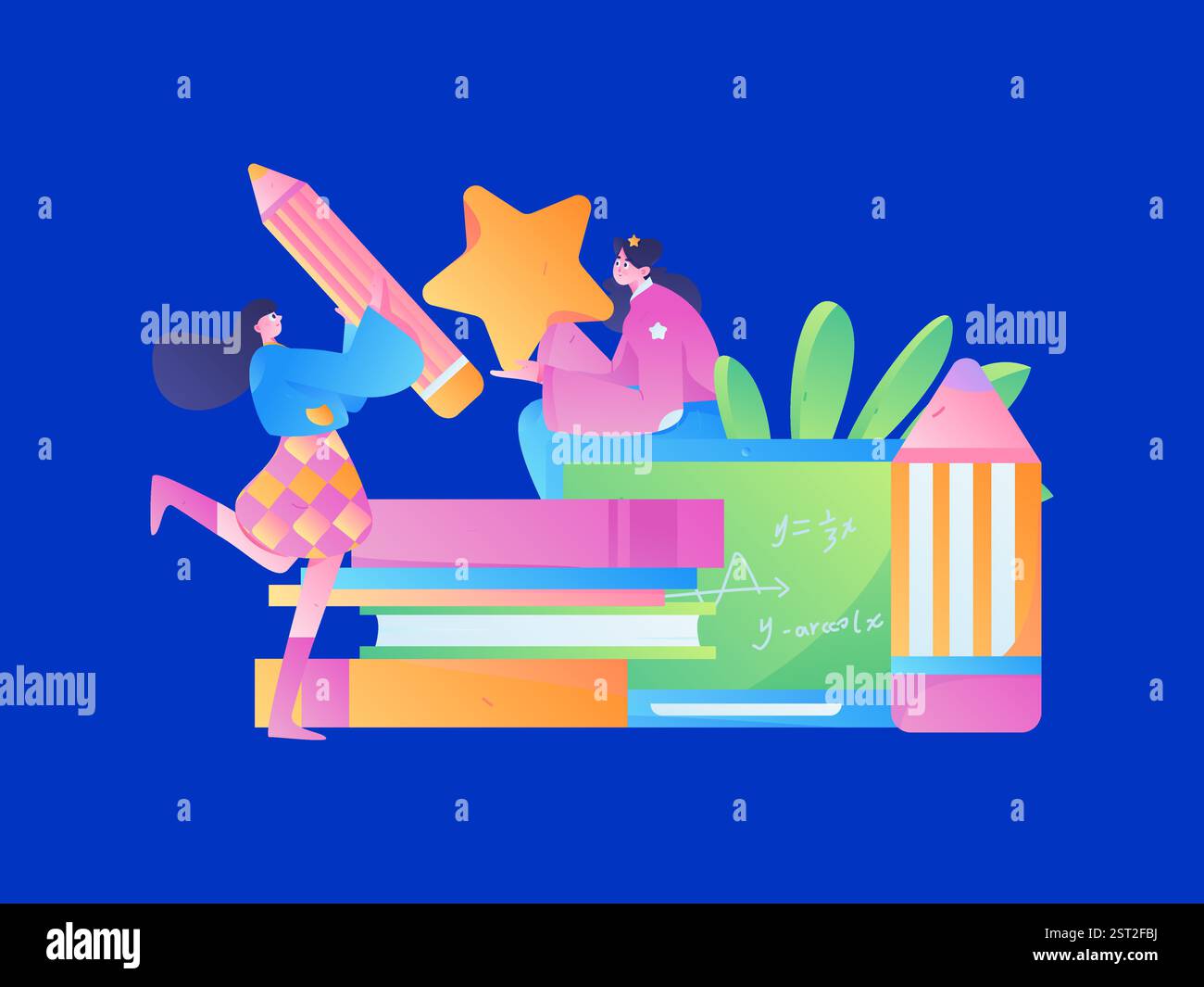 Education and learning people flat vector concept hand drawn ...
