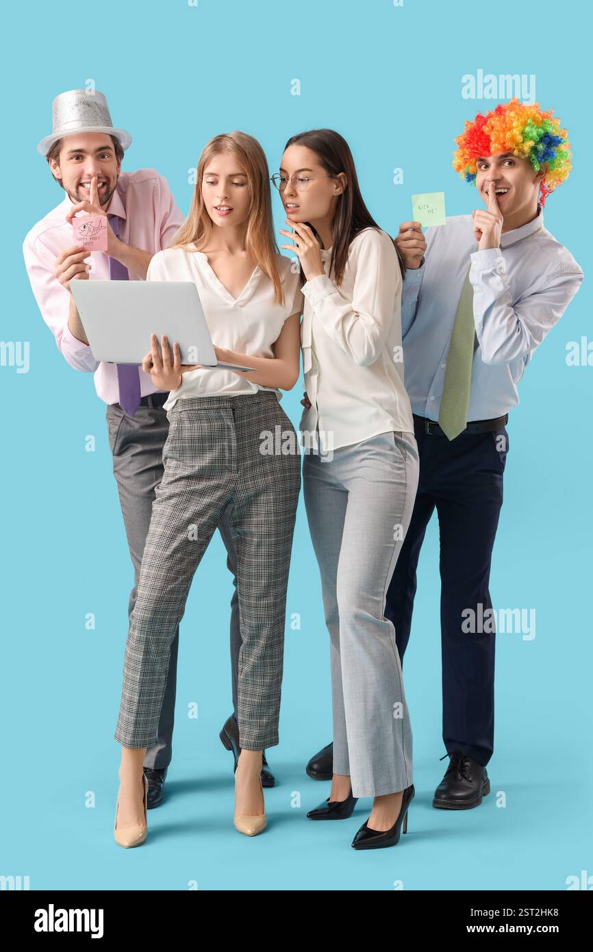 Business men with sticky papers showing silence gesture and their ...