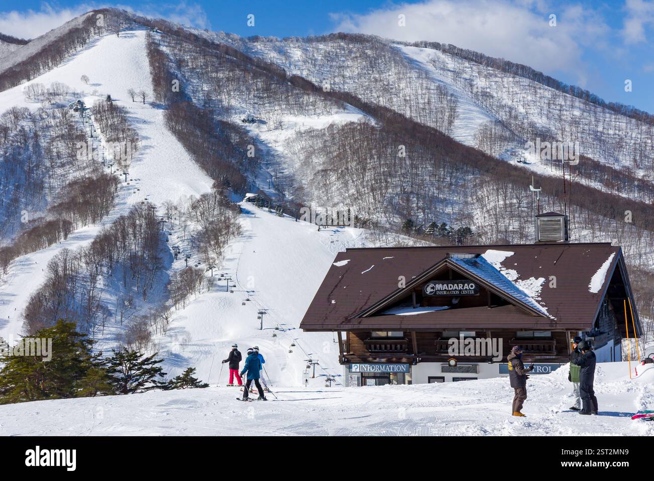 MADARAO, JAPAN - FEBRUARY 14 2025: Skiers and snowboarders at the ...