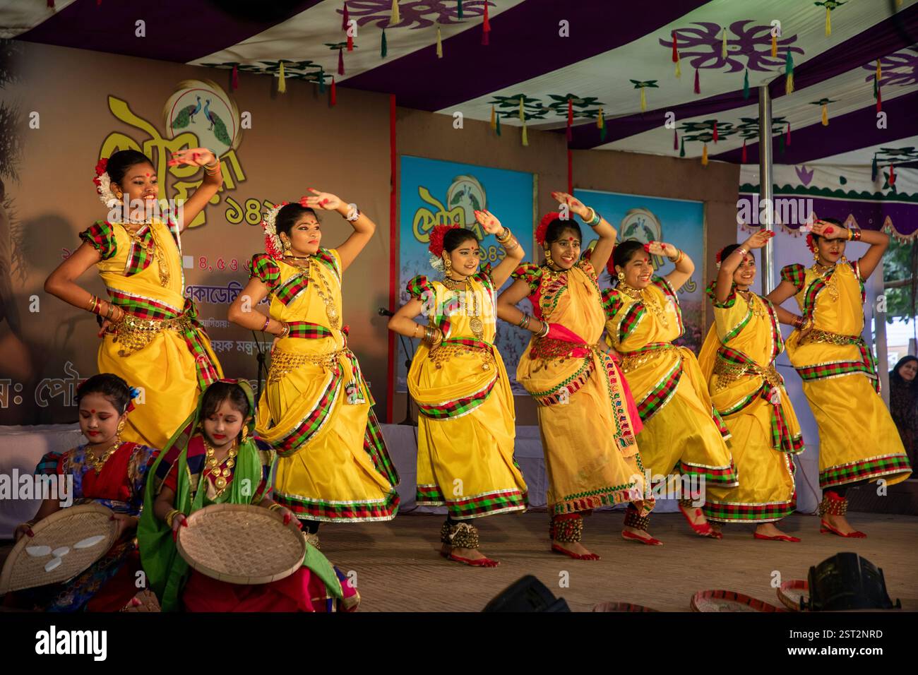 Dancers perform with grace and energy at Poush Mela 1426, marking the winter and harvest season ...