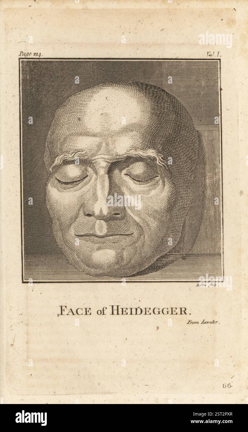 Death mask of Hans Conrad Heidegger, Mayor of Zurich, 1710-1778. Face ...