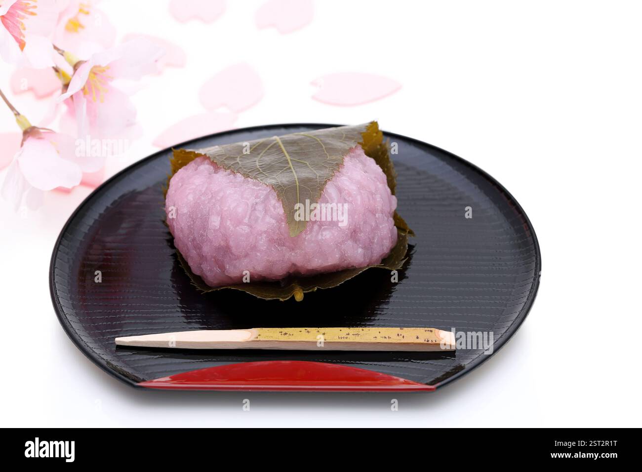 Japanese traditional confectionery, Dessert made of rice cake, It is called Sakura mochi Stock ...