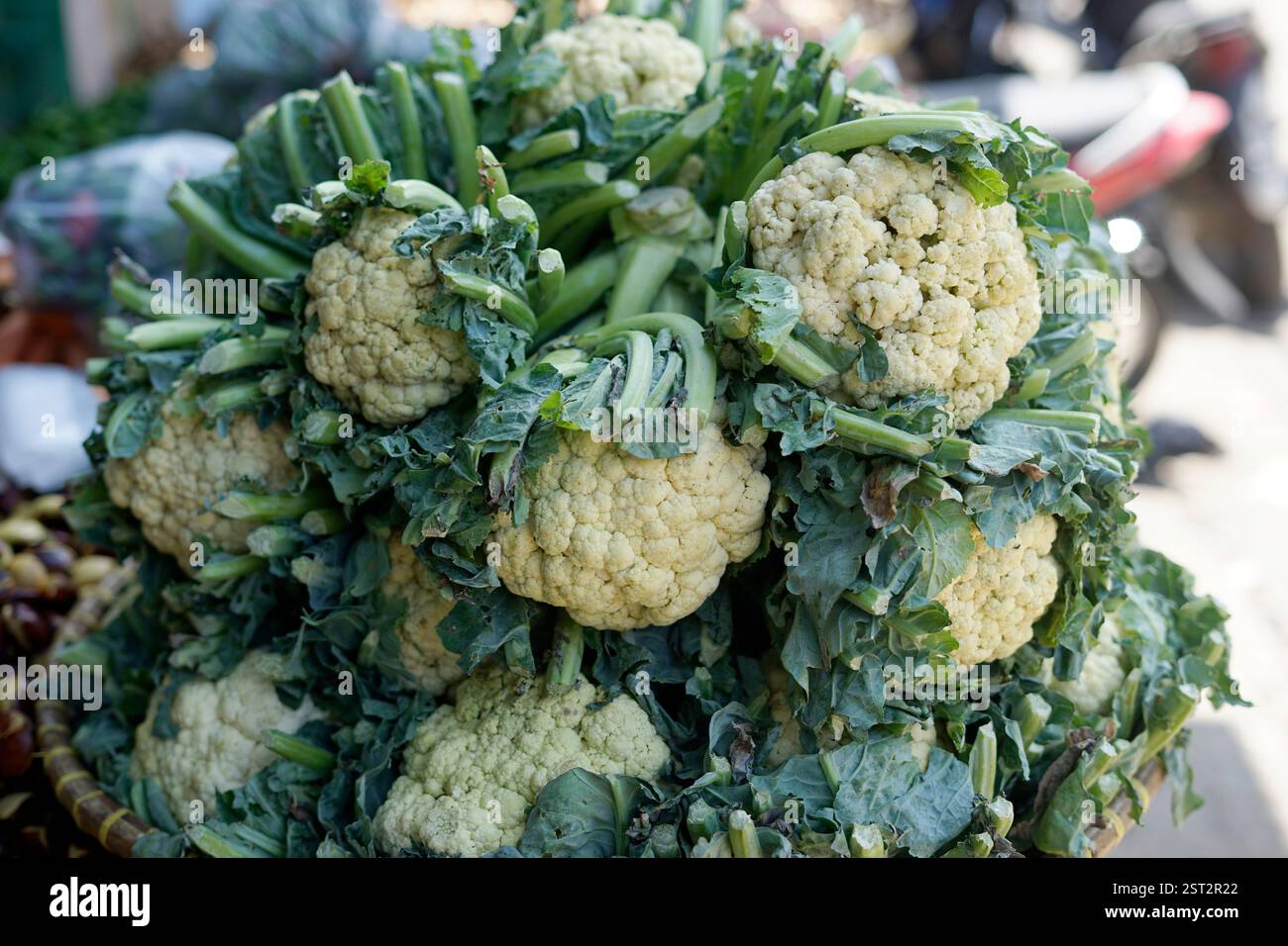 Cauliflower in a stall in Ciwidey traditional market in Bandung ...