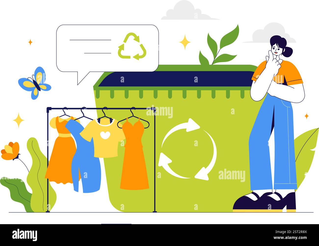 Sustainable Living Vector Illustration featuring Eco Friendly Practices, Wind Turbines ...