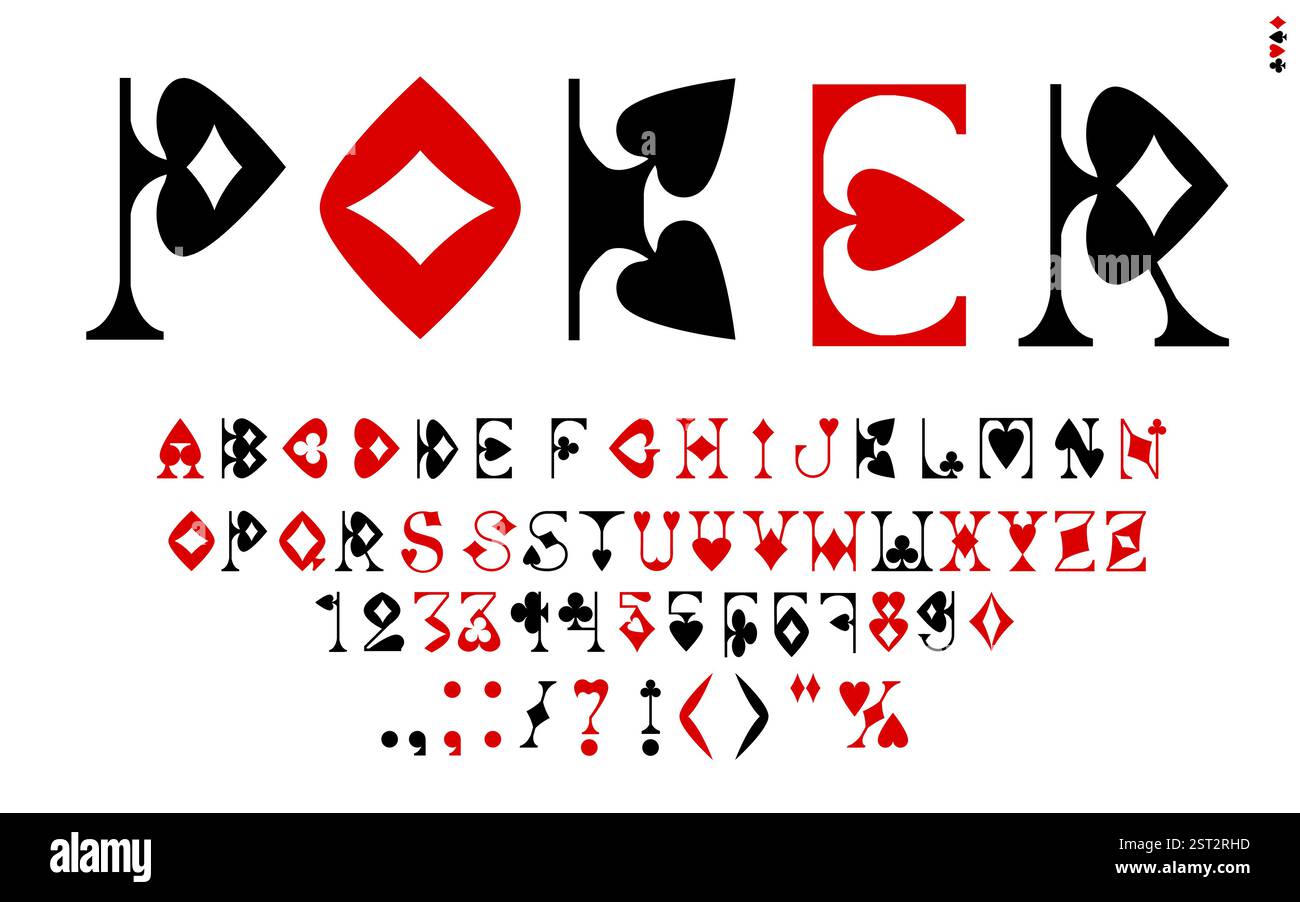 Poker card suit font, casino game typeface, Vegas gambling type, ace ...