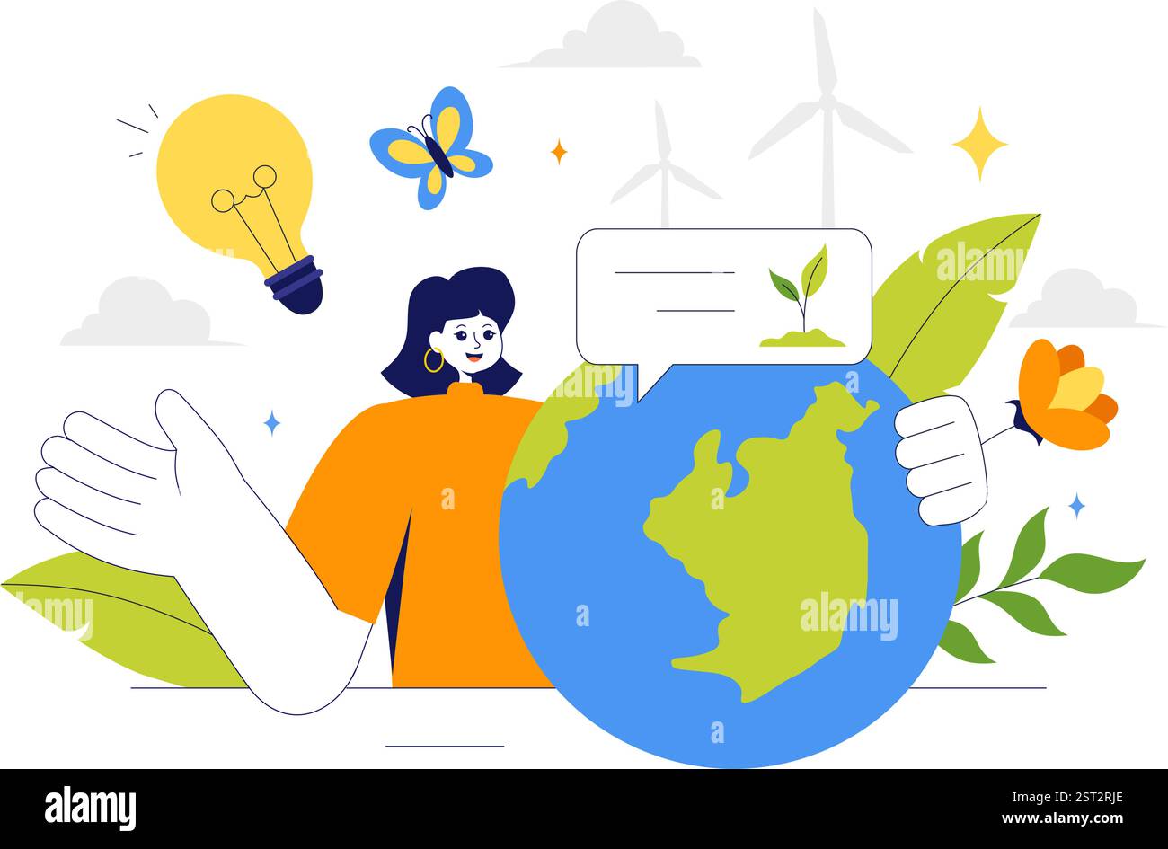 Sustainable Living Vector Illustration featuring Eco Friendly Practices ...