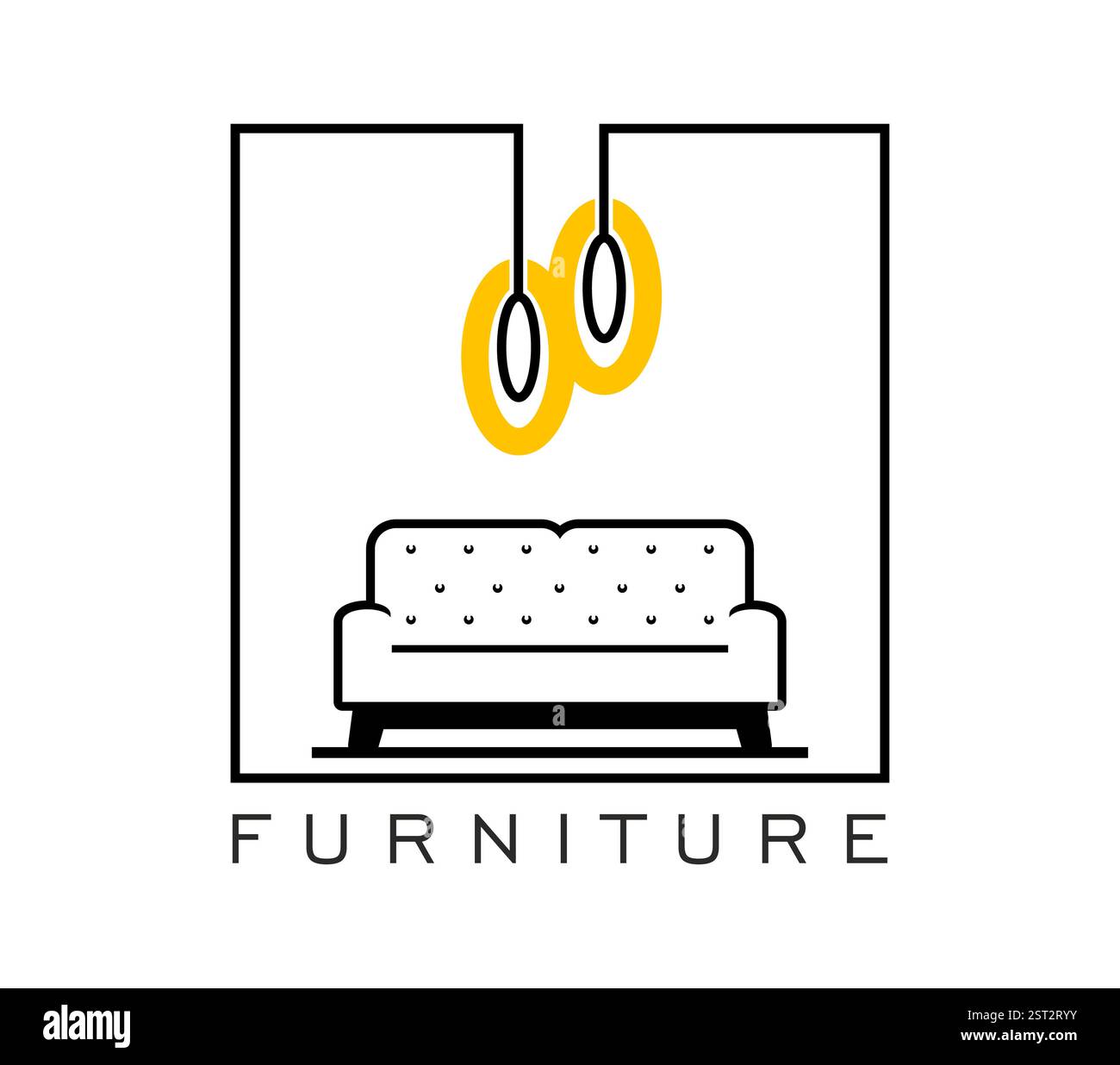Home interior icon, contemporary furniture stylish emblem features a ...