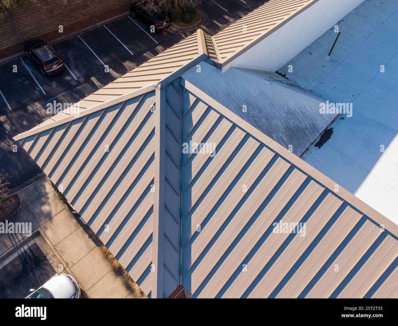 Day Time Drone Images of a Commercial Building With a TPO Roof With ...
