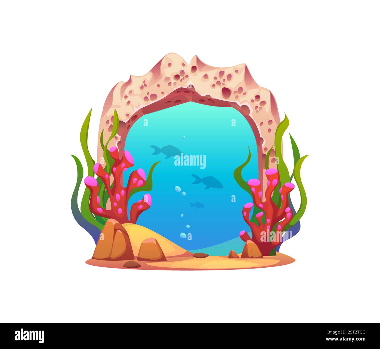 Game underwater sea portal, magic stone with gate door to undersea ...