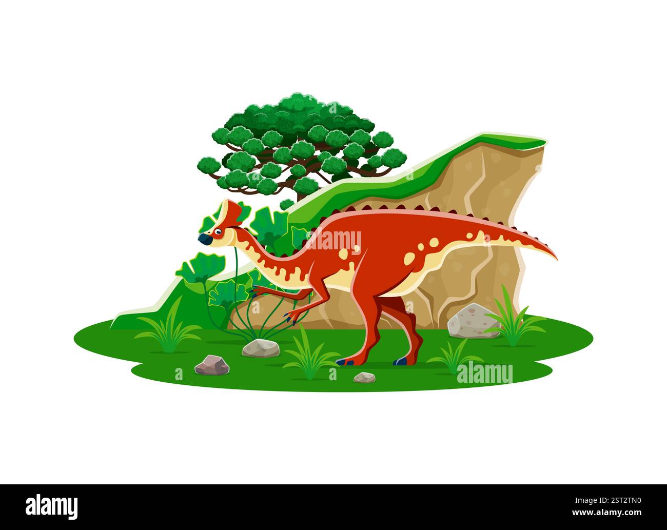 Cartoon dinosaur Amurosaurus, prehistoric lizard in Jurassic park ...