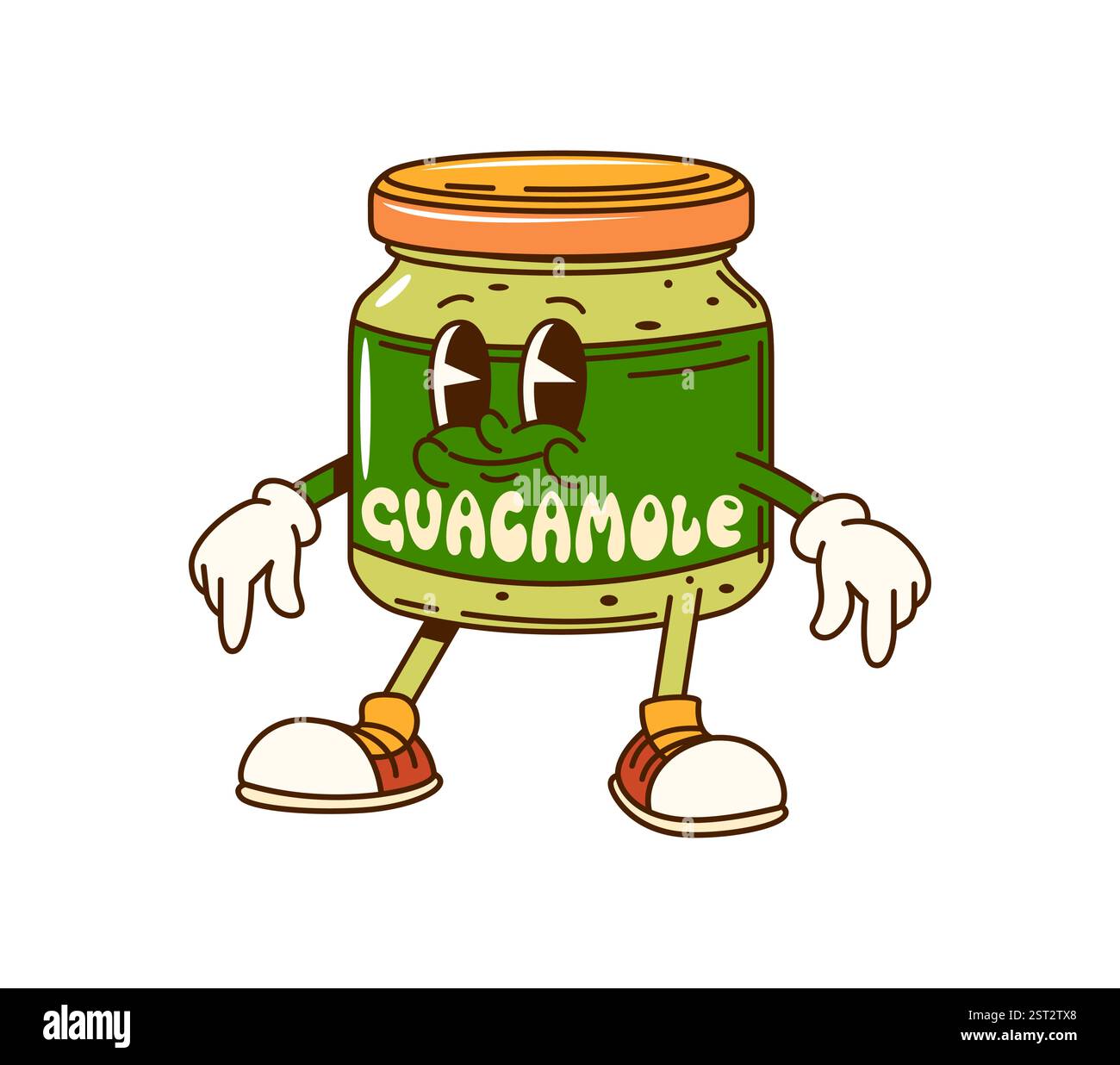 Cartoon groovy guacamole sauce character with funny face, vector comic ...