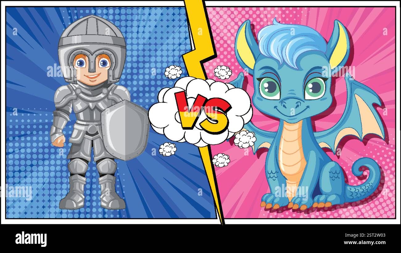 A knight faces a cute dragon in battle Stock Vector Image & Art - Alamy