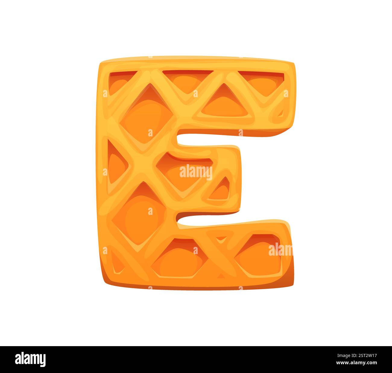 Fast food belgian waffle snack English ABC font typeset letter E ...