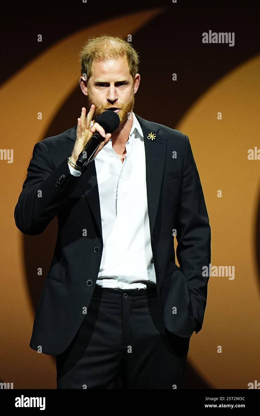 The Duke of Sussex makes a speech at the Closing Ceremony of the 2025 ...