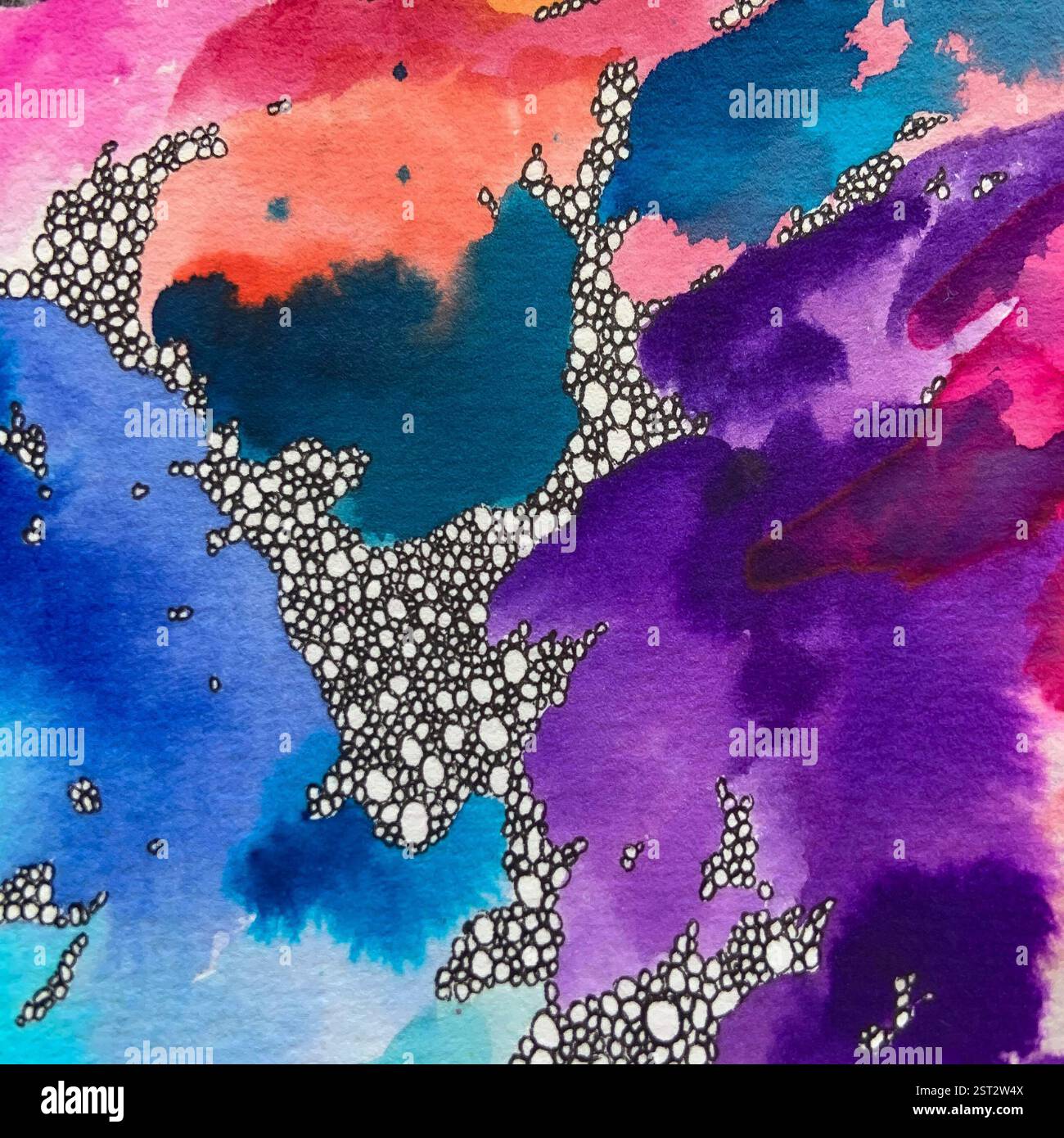 bright psychedelic watercolor original artwork (serie of 4 pieces Stock ...