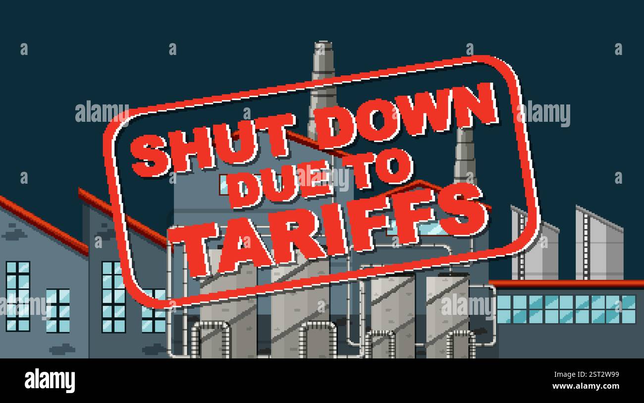 Illustration of factory shutdown from tariff impact Stock Vector Image ...