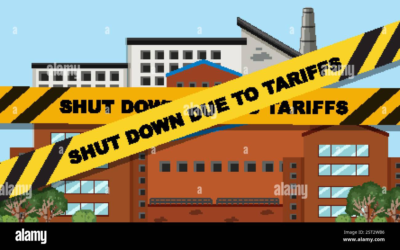 Illustration of factory shut down by tariffs Stock Vector Image & Art ...