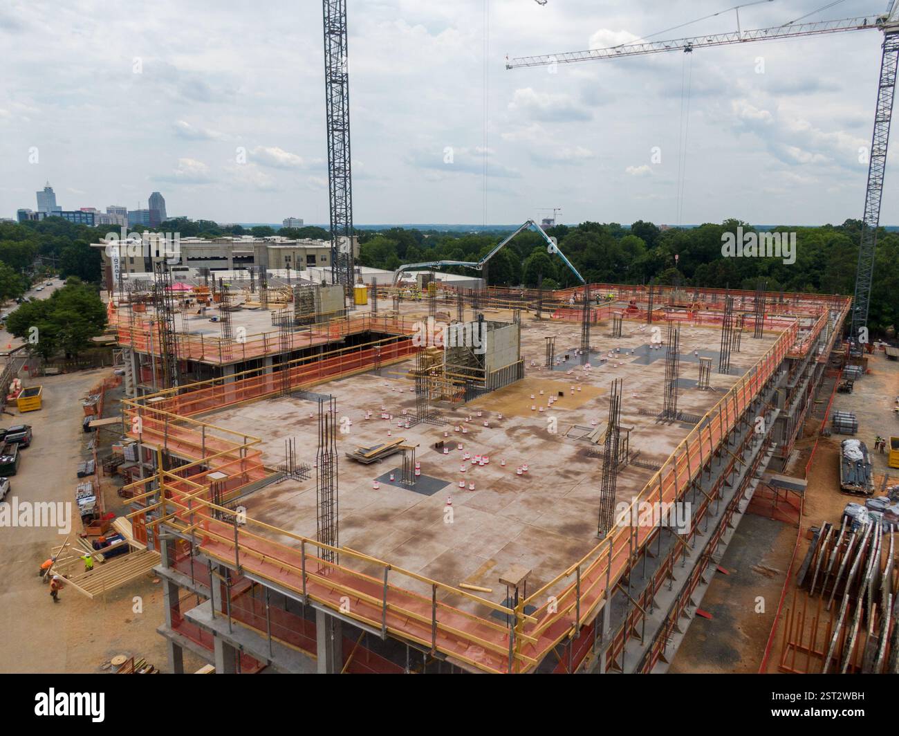 Day Time Drone Images of Large Mixed Use High Rise Under Construction ...