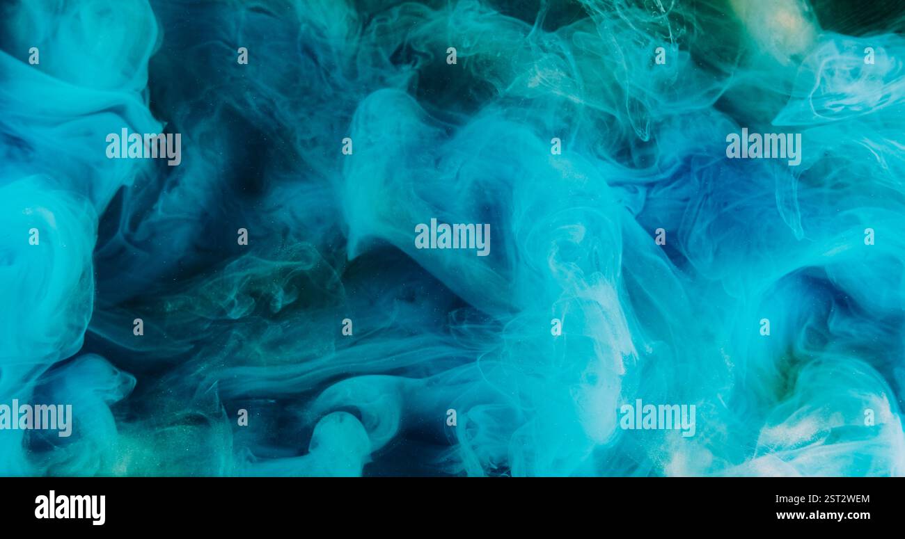 Mist cloud. Paint water blend. Defocused blue green color glowing ...