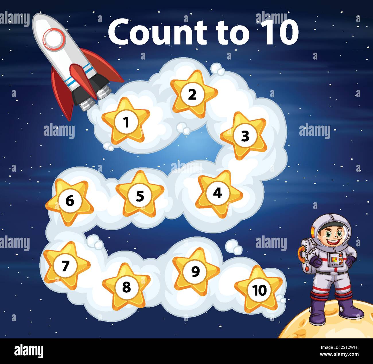 Learn numbers with stars and a rocket Stock Vector Image & Art - Alamy