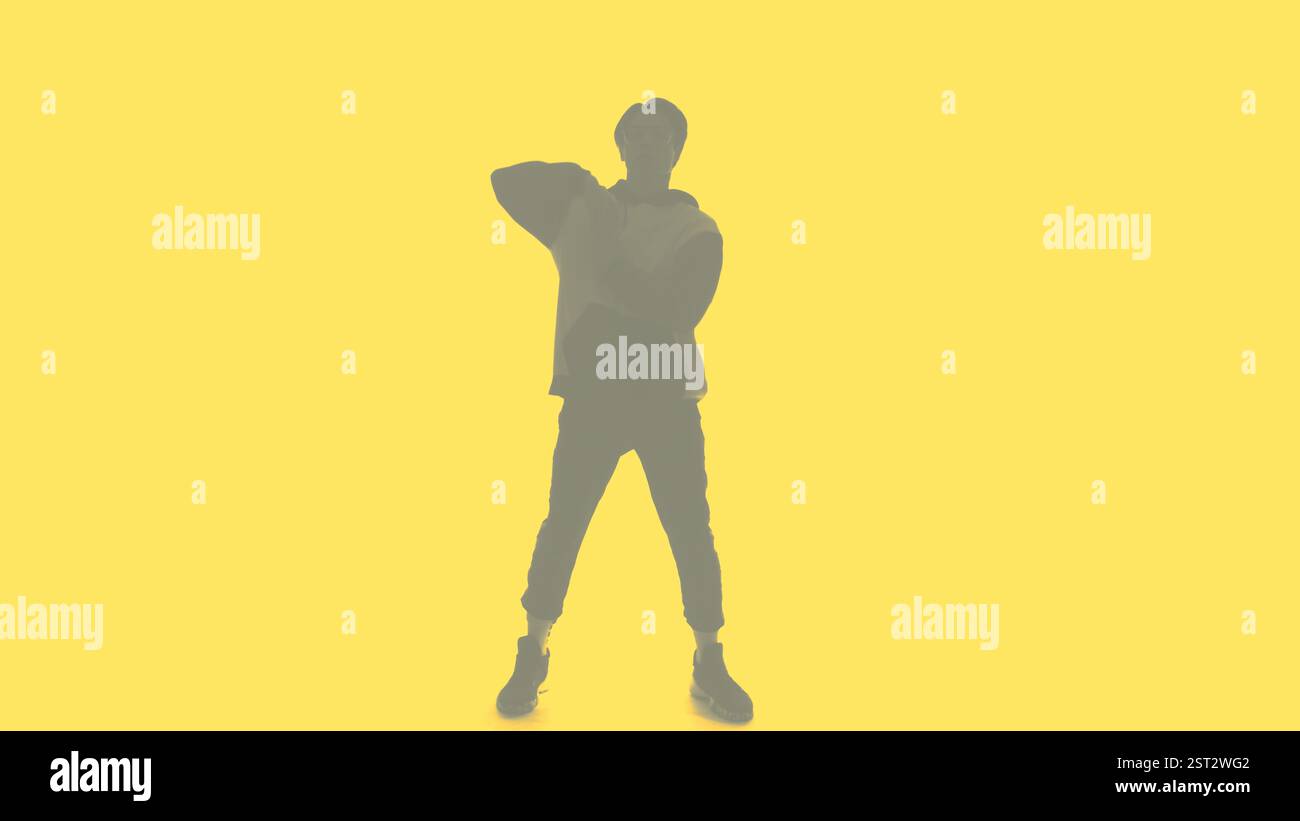 Freestyle dancer. Hip hop. Defocused double exposure male silhouette ...