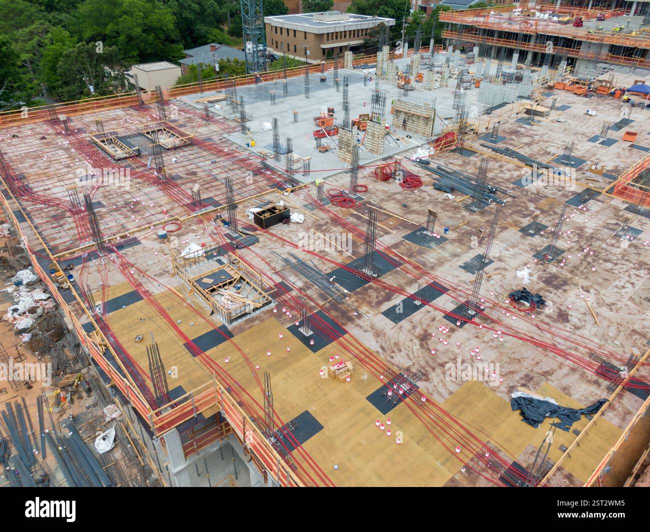 Day Time Drone Images of Large Mixed Use High Rise Under Construction ...