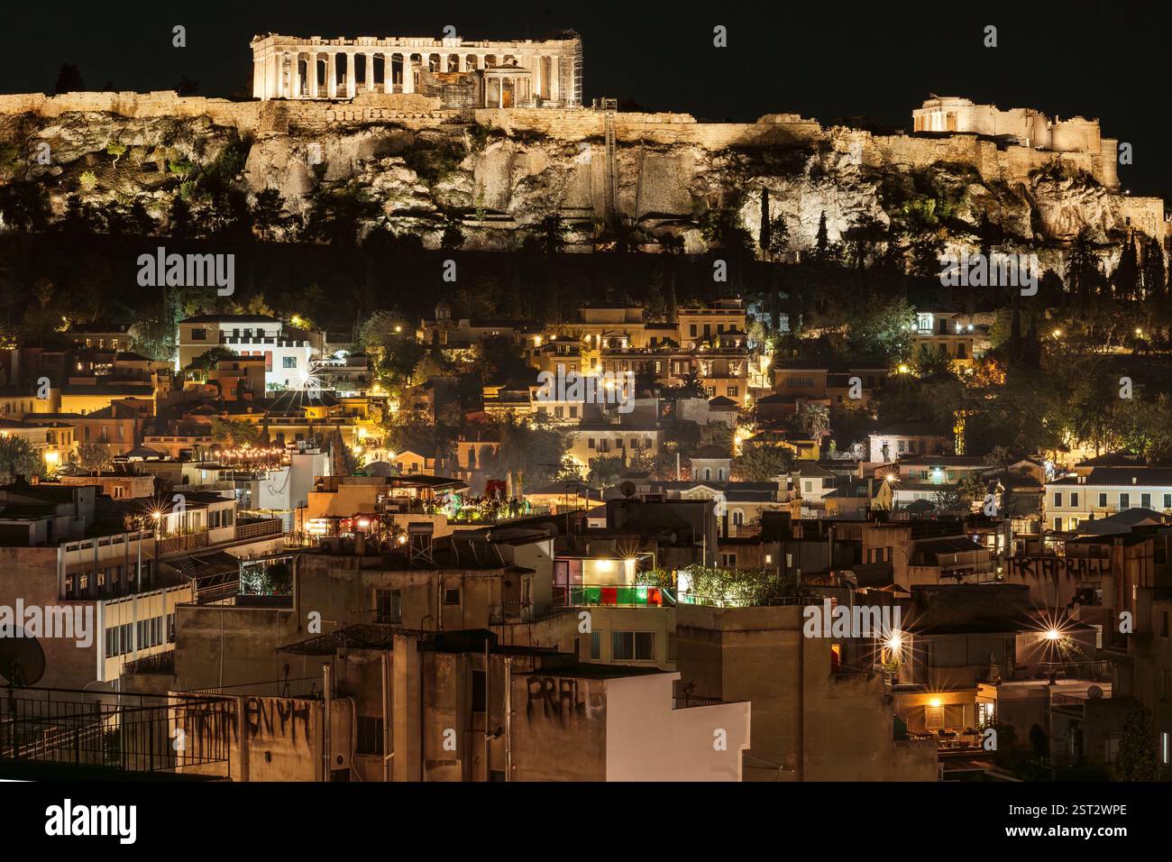Athens, Attica - GR - Oct 25, 2024 stunning nighttime view of the ...