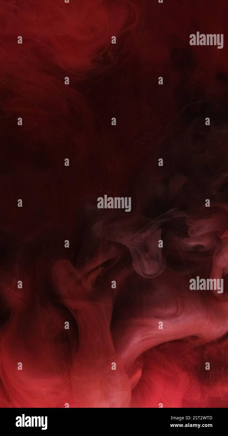 Red fog. Grunge mist. Wavy ambience reflections of paint in water. Veil ...