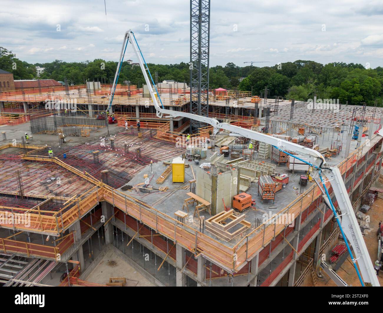 Day Time Drone Images of Large Mixed Use High Rise Under Construction ...