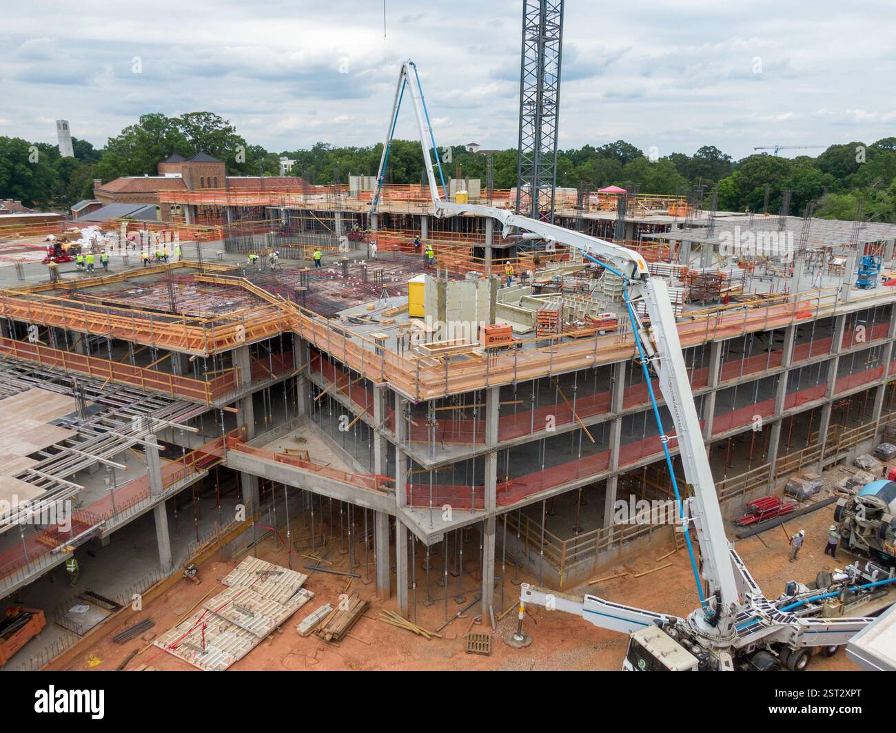 Day Time Drone Images of Large Mixed Use High Rise Under Construction ...