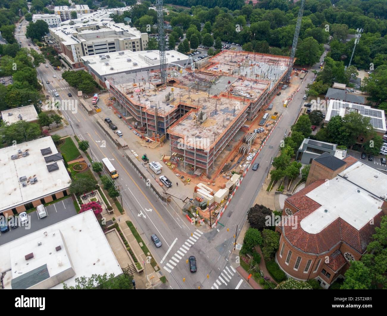 Day Time Drone Images of Large Mixed Use High Rise Under Construction ...