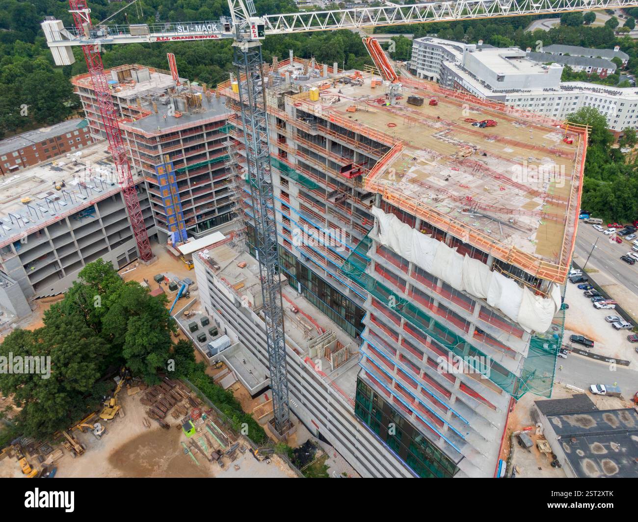 Day Time Drone Images of Large Mixed Use High Rise Under Construction ...