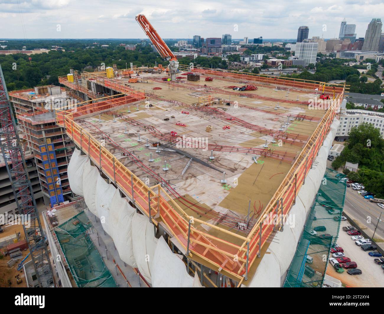 Day Time Drone Images of Large Mixed Use High Rise Under Construction ...