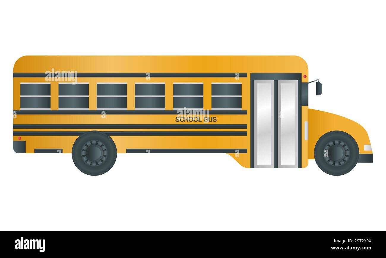 Yellow School Bus Transportation Vector. Land Vehicle School Bus Icon ...