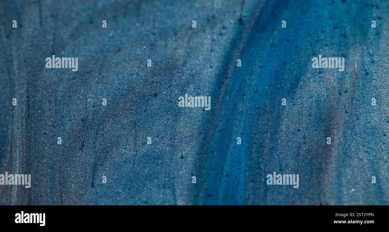 Ink flow. Liquid drip. Gray blue silver paint stream spill over ...