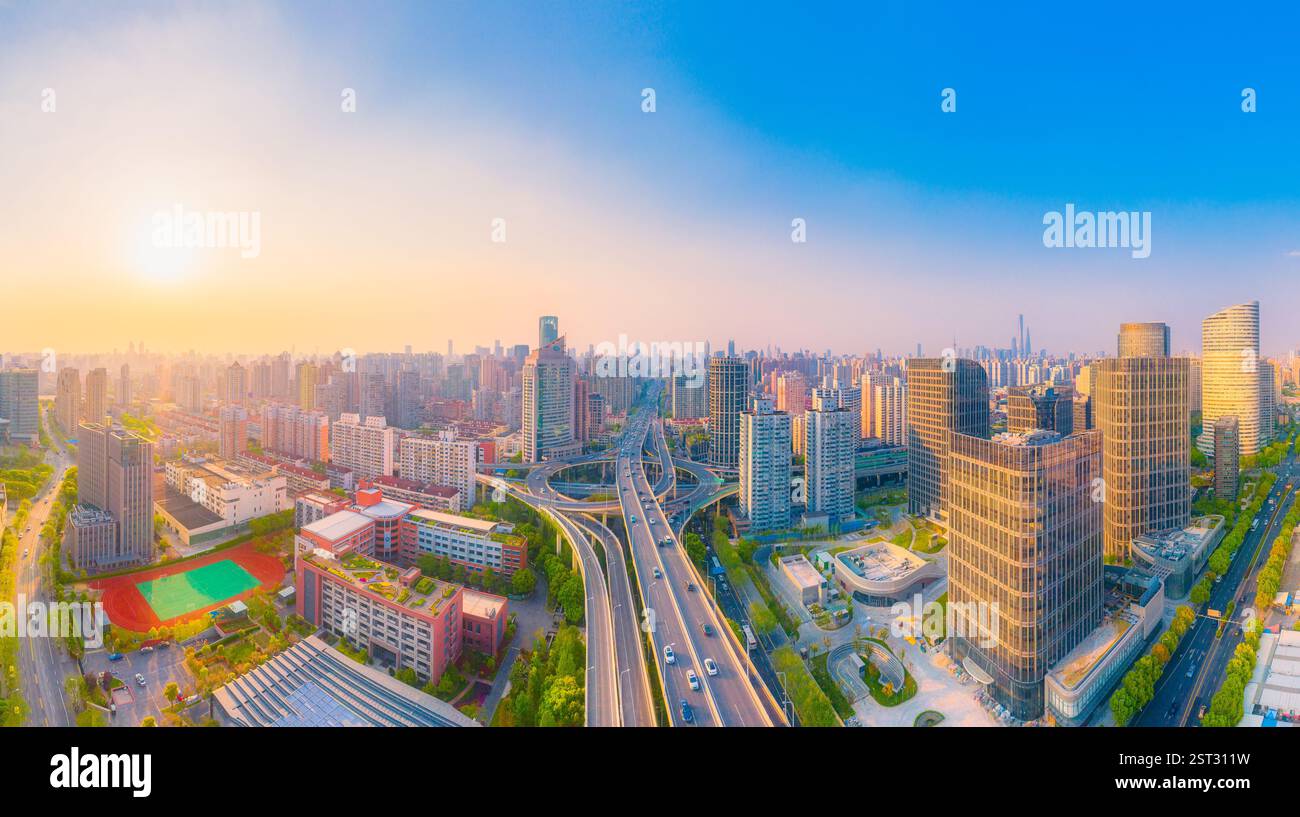 Sunset sky shanghai traffic bridge hi-res stock photography and images ...