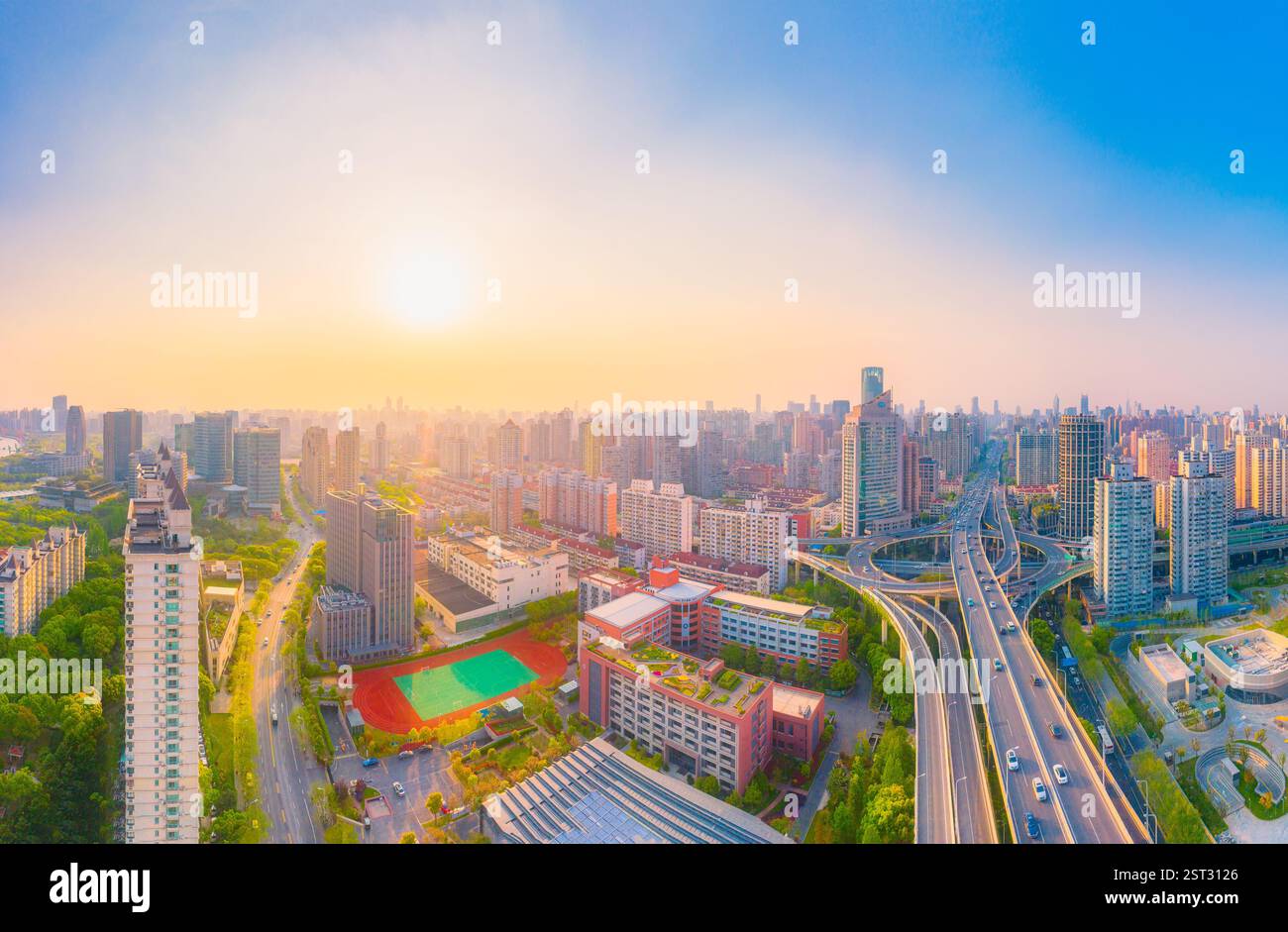 Lupu Bridge section of urban elevated road in Shanghai, China Stock ...