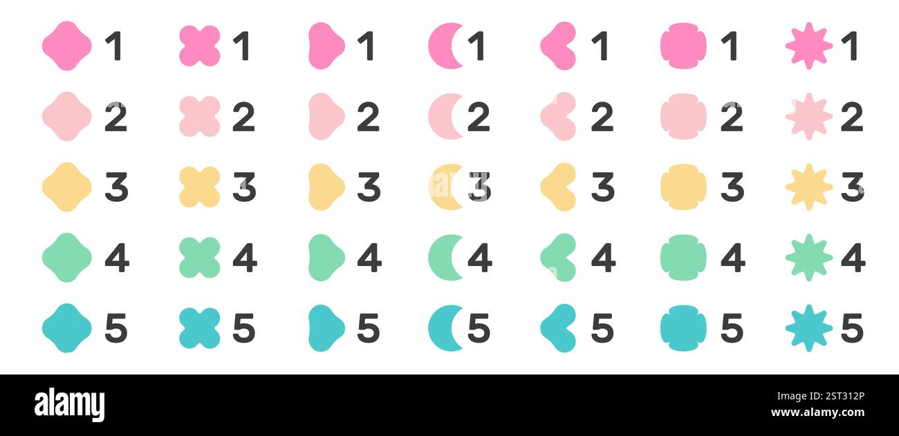 Trendy color bullet points set. Steps 1 to 5 Stock Vector Image & Art ...