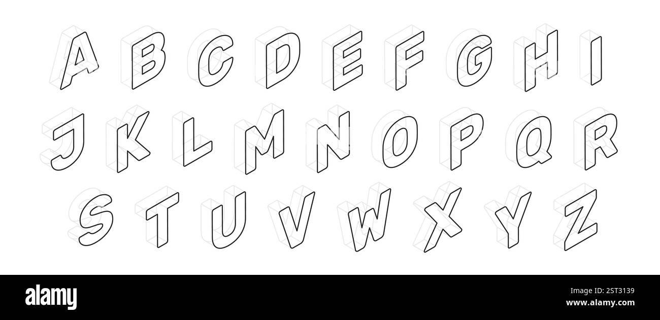 Wireframe isometric alphabet. 3d font design Stock Vector Image & Art ...