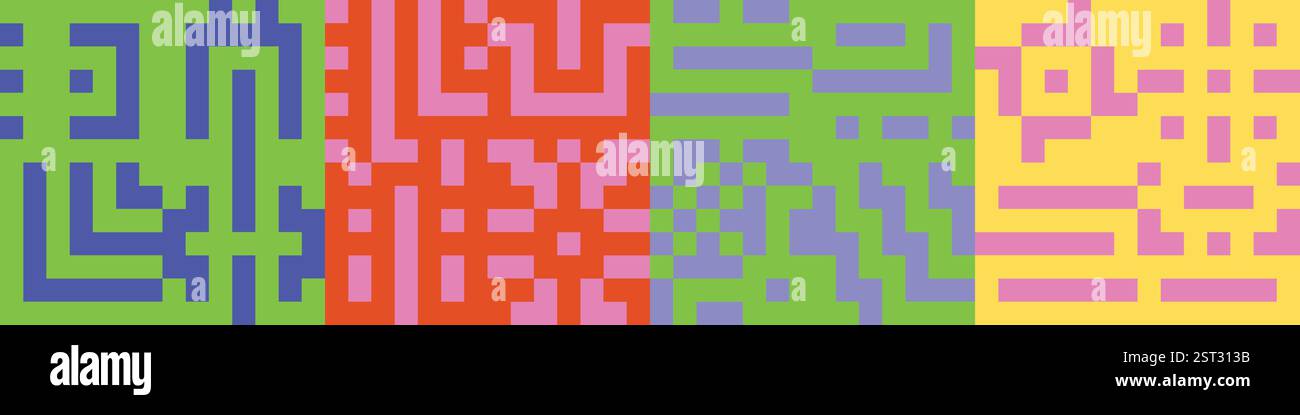 Abstract geometric background set. Colorful pattern with random pixels ...