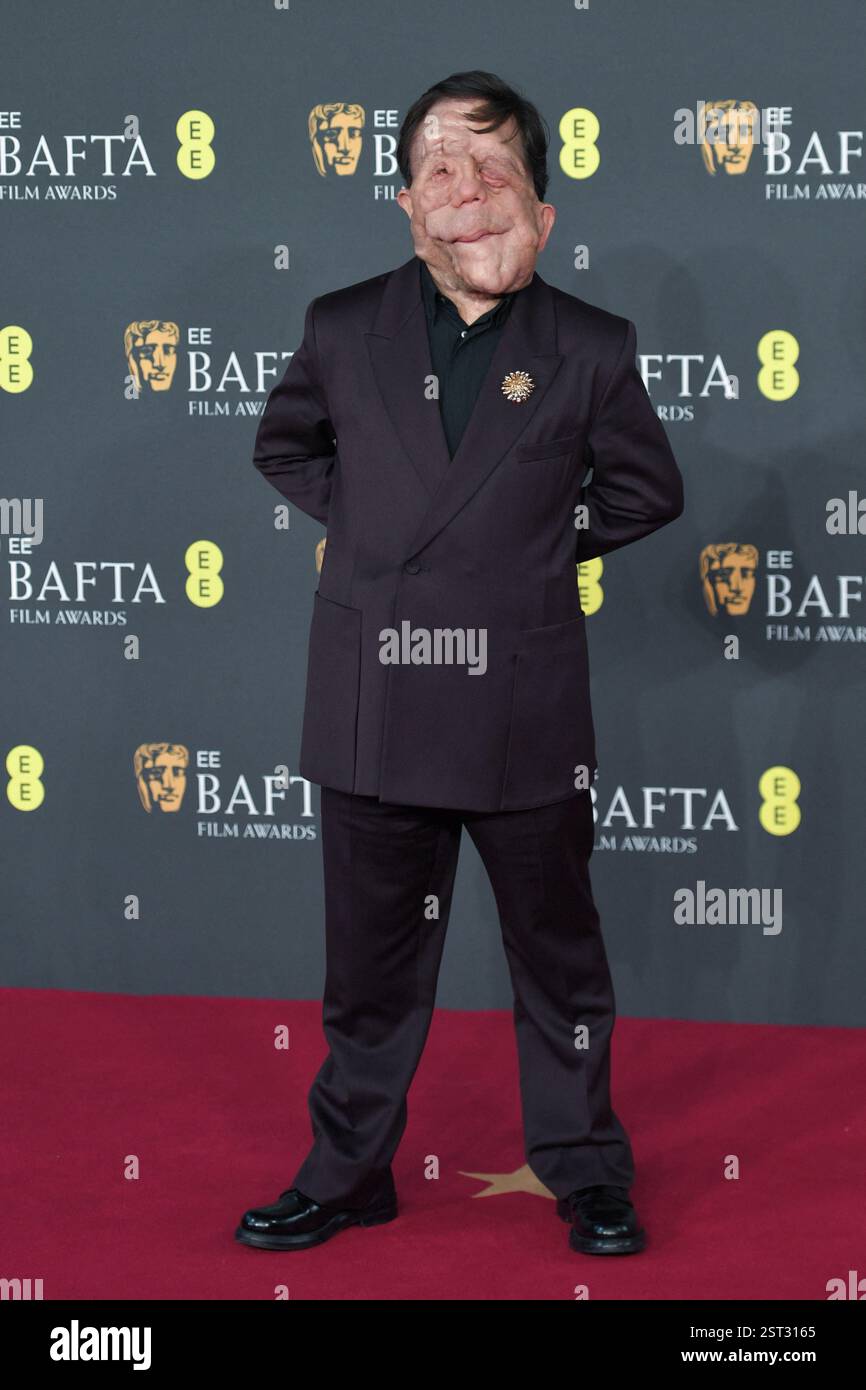Adam Pearson attending the 2025 EE BAFTA Film Awards at The Royal Festival Hall in London ...
